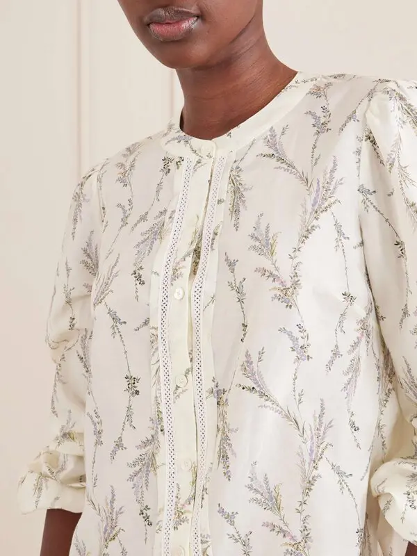 Veronica Beard Emiko Floral-print Embroidered Cotton And Silk-blend Shirt