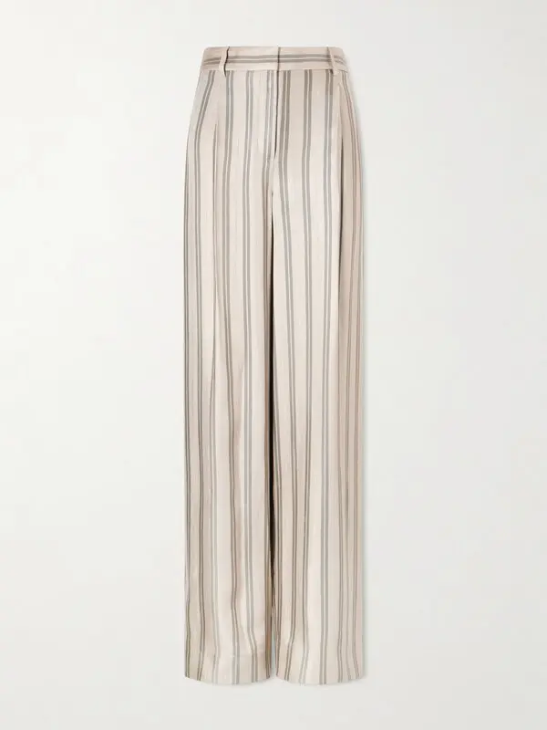 TWP Hudson St Striped Wide-leg Pants - Neutrals