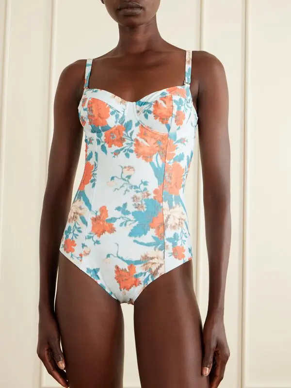 Erdem Floral Print Swimsuit - Blue