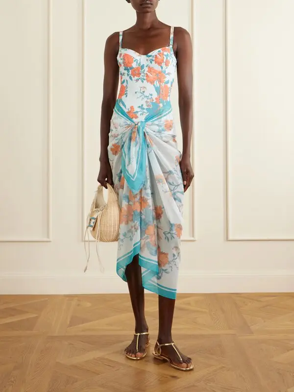 Erdem Floral Print Swimsuit - Blue