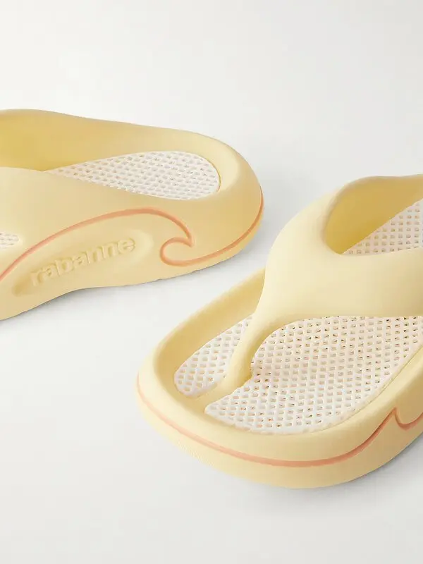 Rabanne 3d Logo-embossed Thong Sandals - Yellow