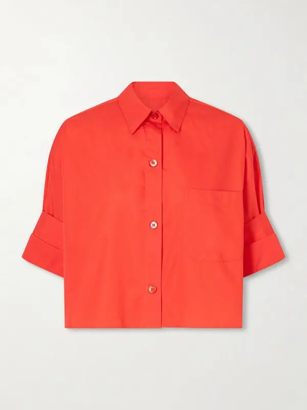 TWP Next Ex' Cropped Cotton Shirt - Red