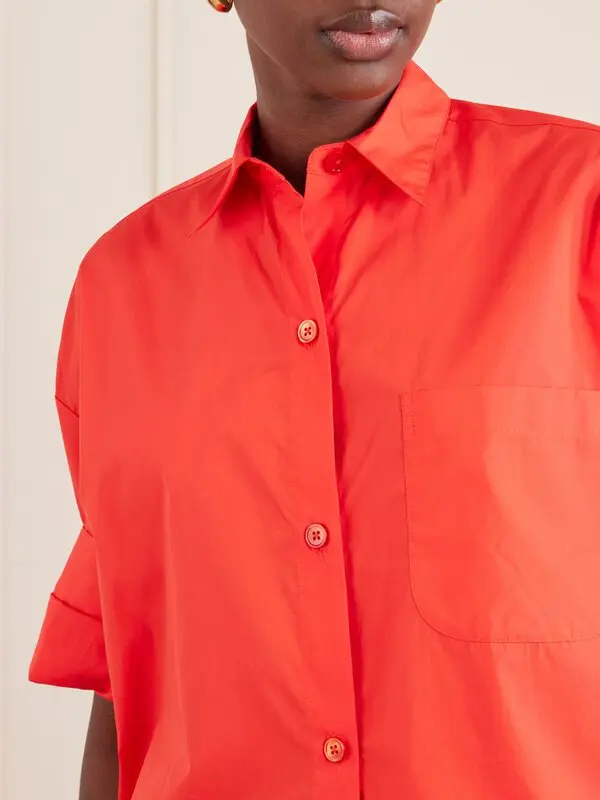 TWP Next Ex' Cropped Cotton Shirt - Red