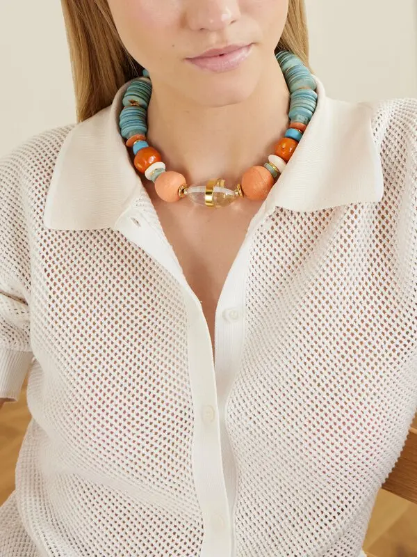 LIZZIE FORTUNATO Neptune Gold-plated Stone Necklace