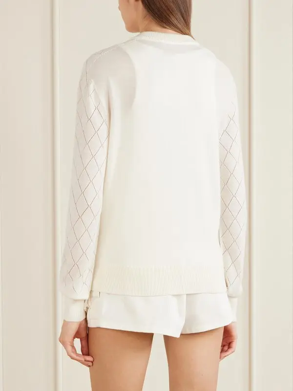 Balmain Cotton Pointelle-knit Cardigan With Gold-toned Buttons