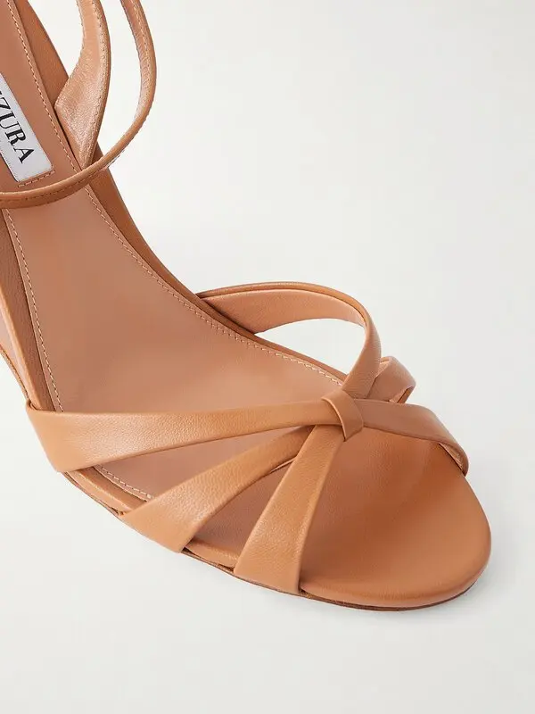 AQUAZZURA Tati 85 Leather Wedge Sandals