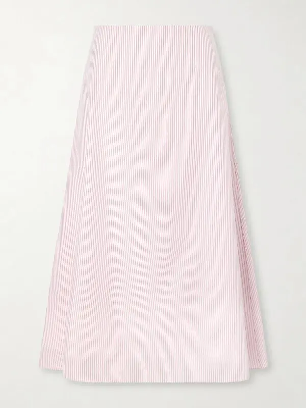 TWP A-line Striped Cotton Midi Skirt - Multi
