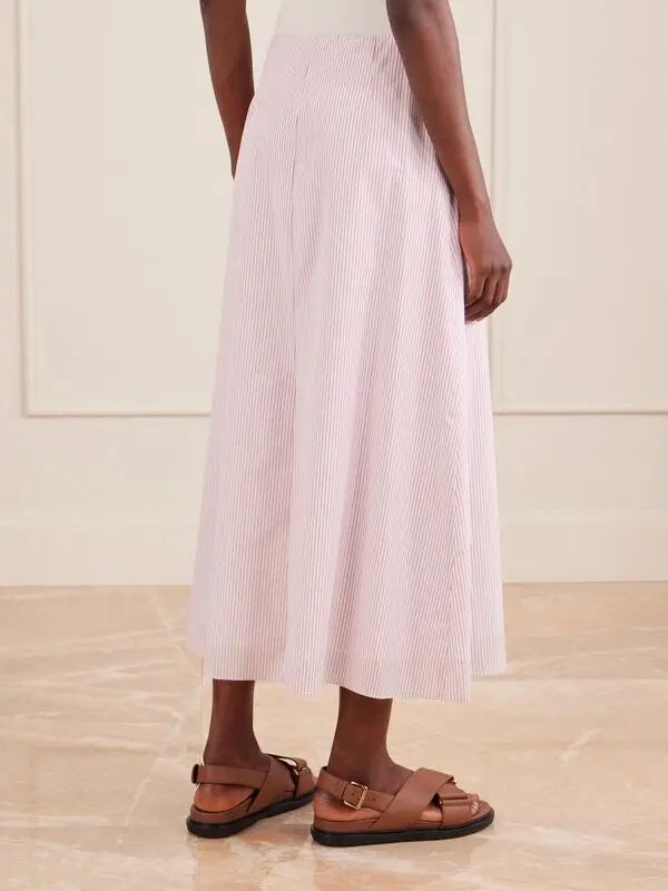 TWP A-line Striped Cotton Midi Skirt - Multi