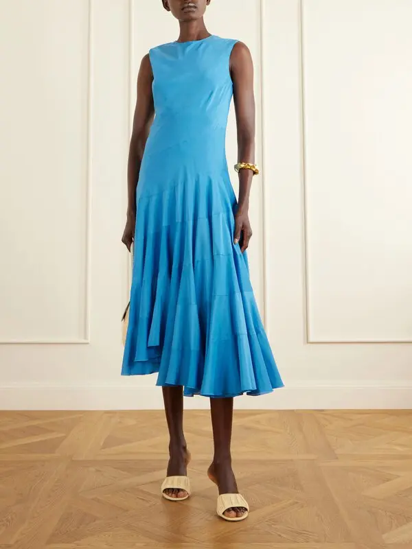 Tory Burch Flared Cotton And Silk-blend Voile Midi Dress
