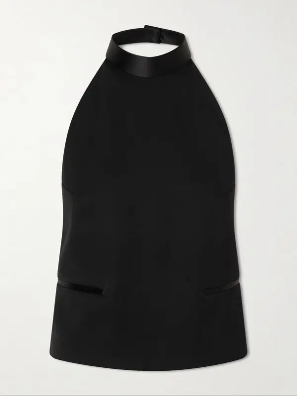 Alexander McQueen Halterneck Wool Tank - Black