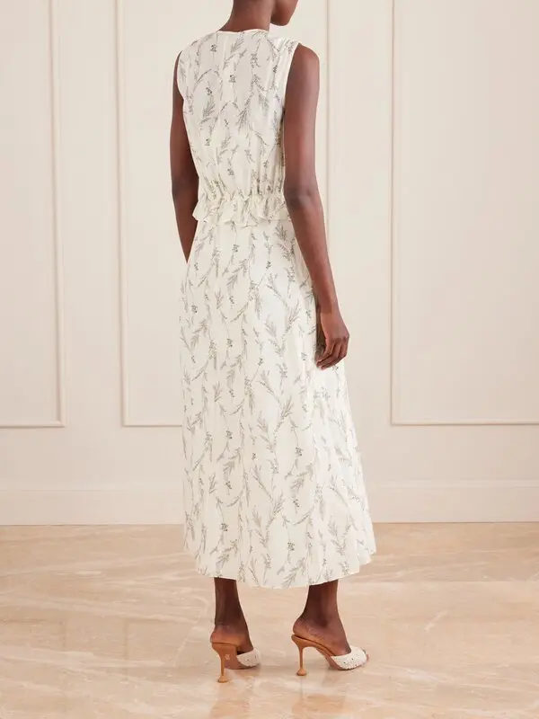 Veronica Beard Dominik Floral Print Cotton And Silk Blend Maxi Dress - Neutrals
