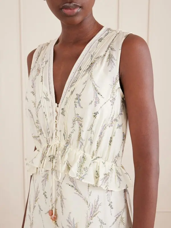 Veronica Beard Dominik Floral Print Cotton And Silk Blend Maxi Dress - Neutrals