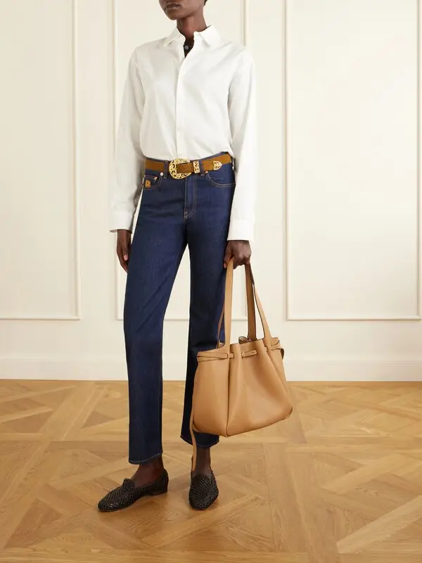 Tory Burch Romy Textured-leather Tote - Brown