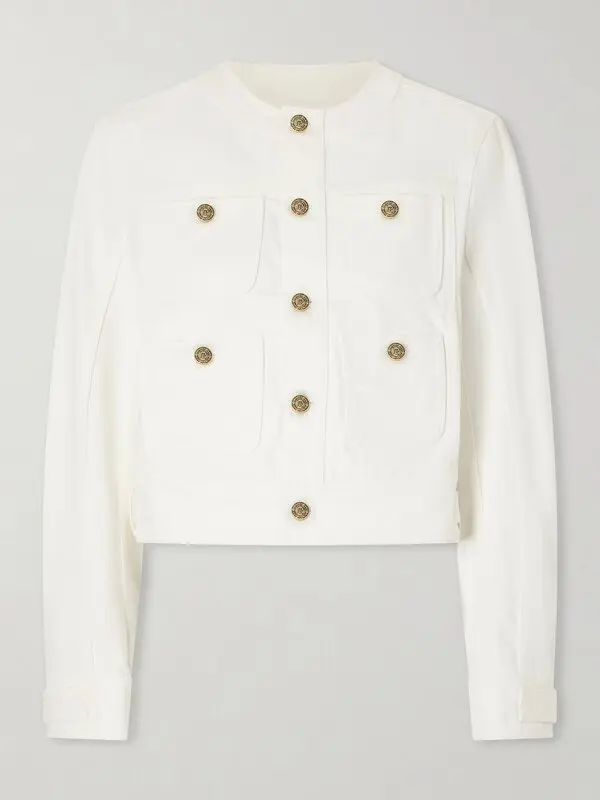 Balmain Denim Jacket With Gold-toned Buttons - Neutrals