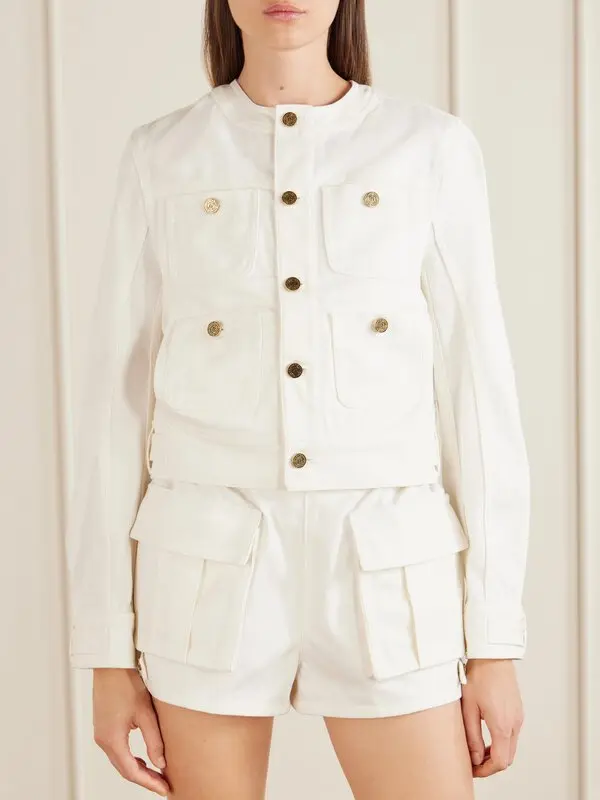 Balmain Denim Jacket With Gold-toned Buttons - Neutrals