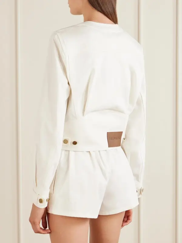 Balmain Denim Jacket With Gold-toned Buttons - Neutrals