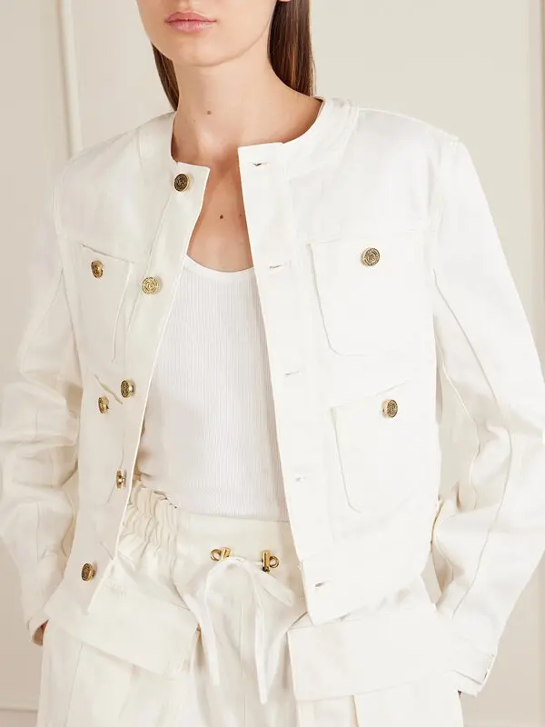 Balmain Denim Jacket With Gold-toned Buttons - Neutrals
