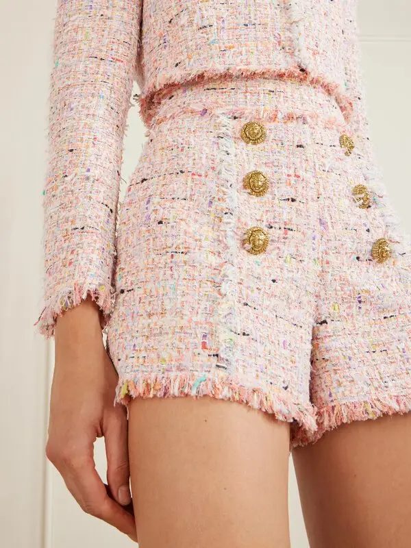 Balmain Tweed Shorts - Pink