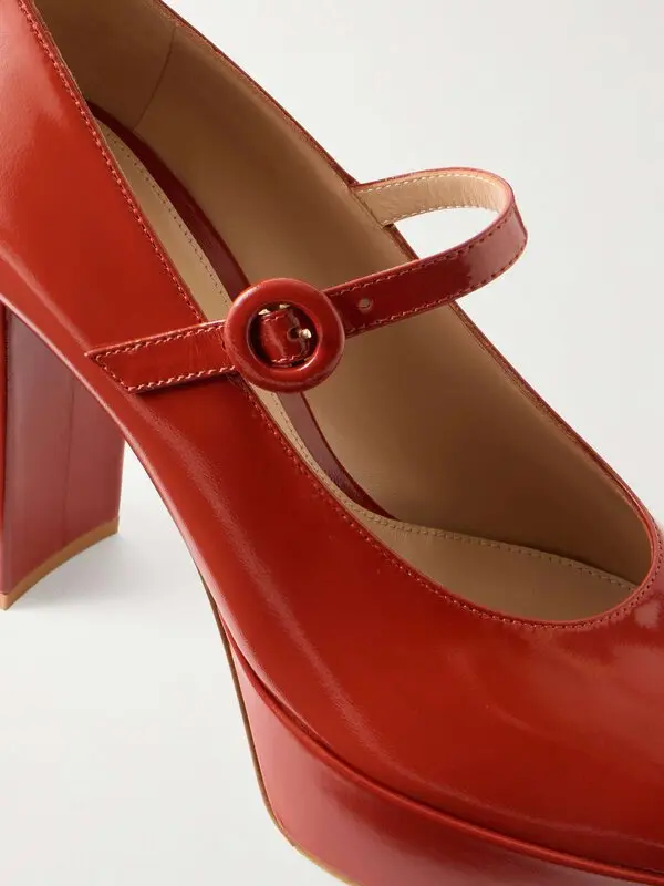 GIANVITO ROSSI Glossy Leather Mary Jane Pumps