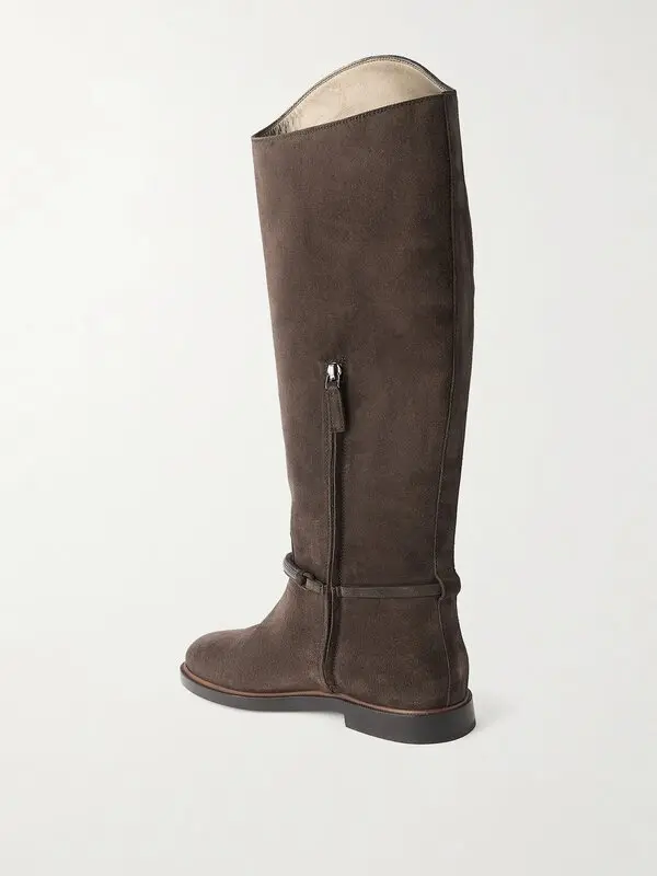 Brunello Cucinelli Embellished Suede Knee-high Boots