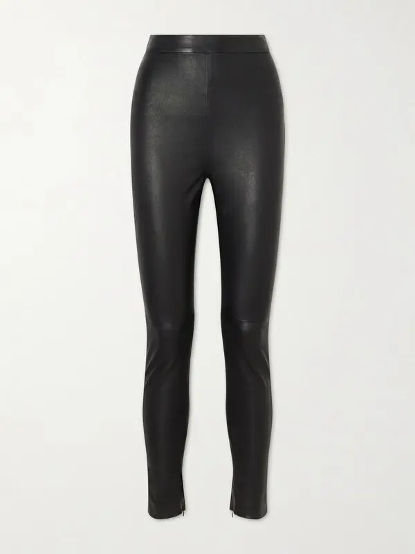 Balmain Leather Straight-leg Trousers - Black