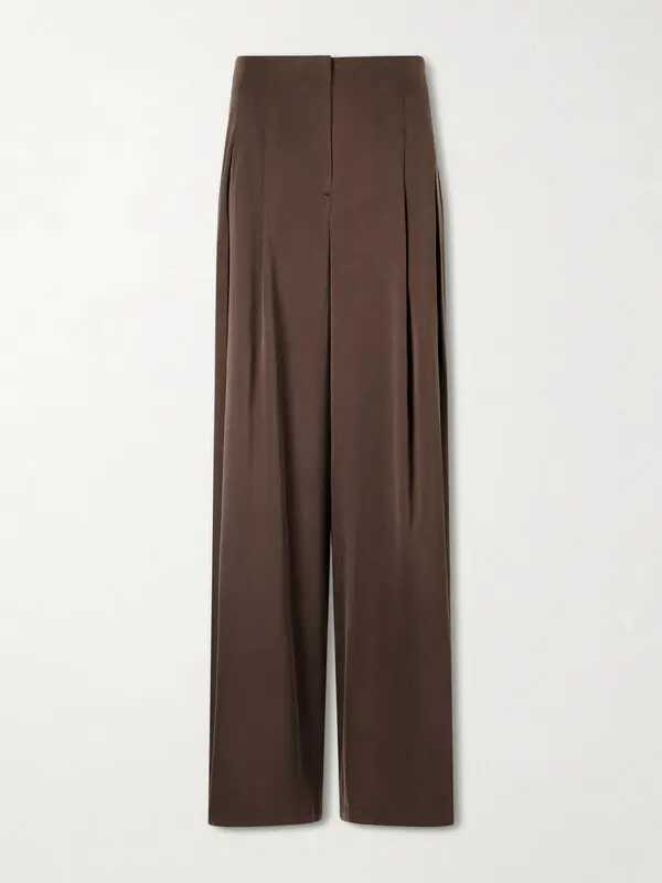 TWP Silk-blend Charmeuse Wide-leg Pants - Brown