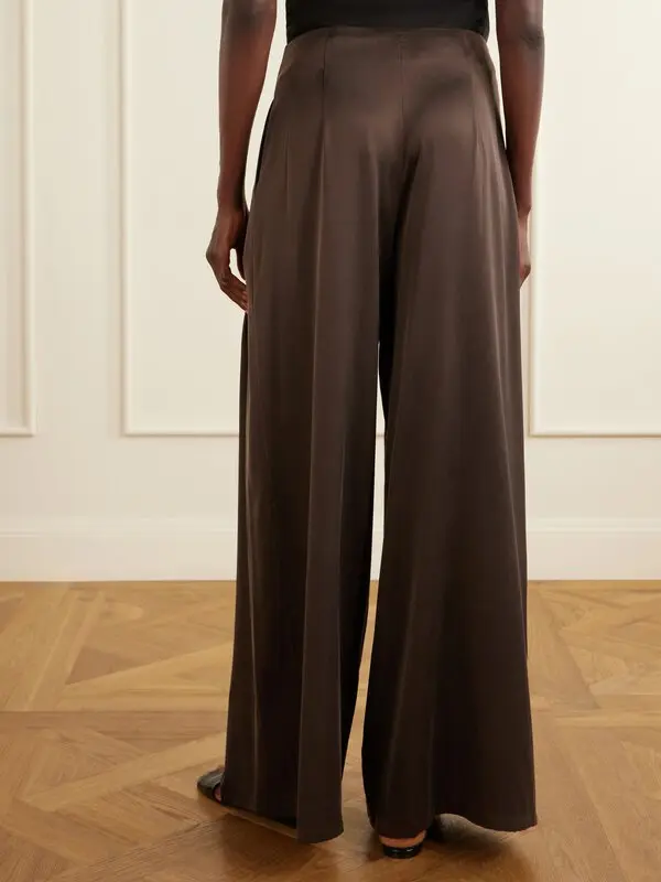 TWP Silk-blend Charmeuse Wide-leg Pants - Brown
