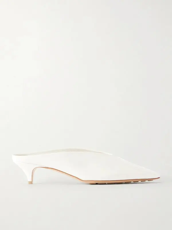 Bottega Veneta Vesta Leather Mules - White