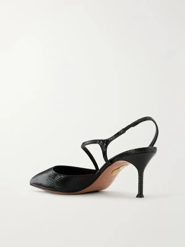 AQUAZZURA Dynasty 65 Snake-effect Leather Slingback Pumps