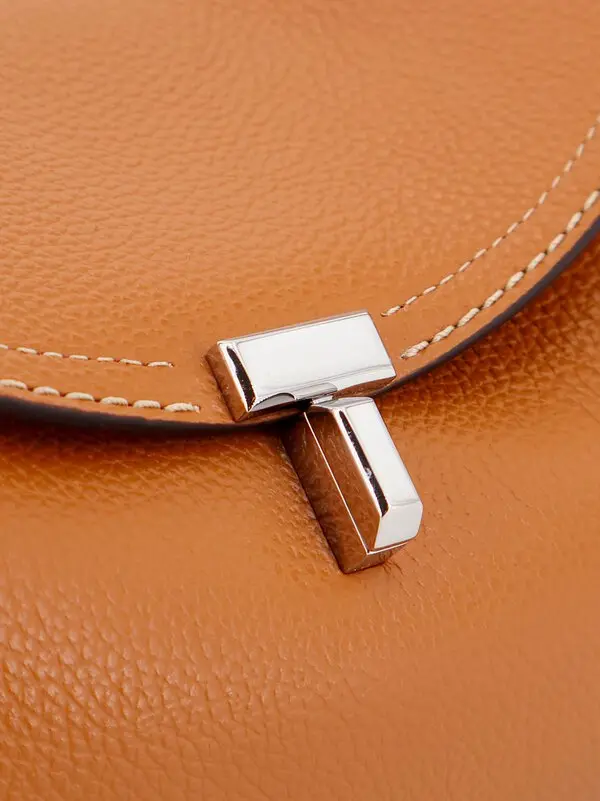 TOTEME T-lock Hammered Leather Shoulder Bag - Brown