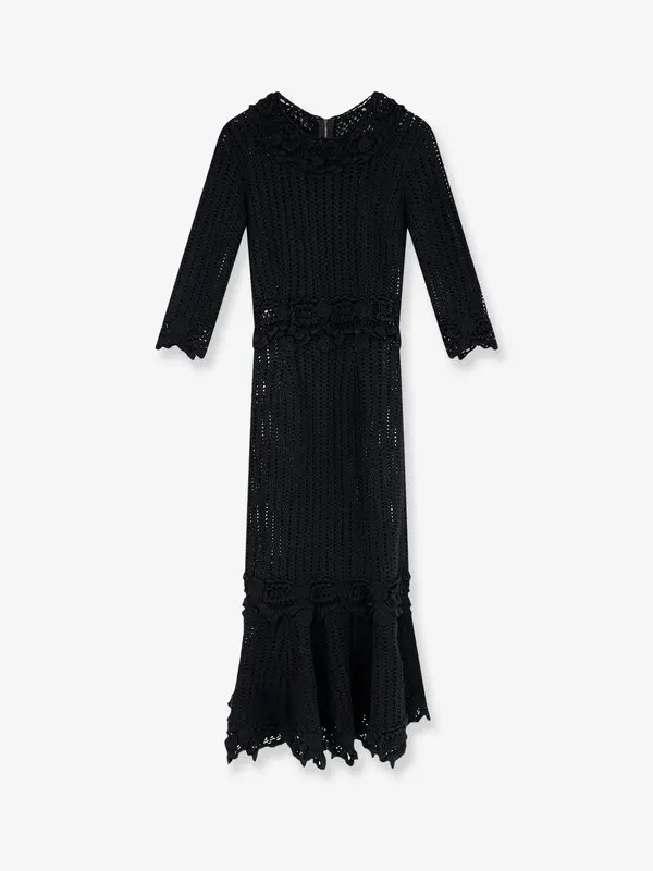 Dolce & Gabbana Crochet Long Sleeve Maxi Dress