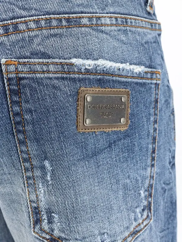 Dolce & Gabbana Cotton Denim Jeans With Destroyed Effect