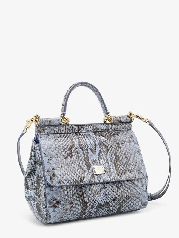 Dolce & Gabbana Sicily Python Top Handle Bag - Blue