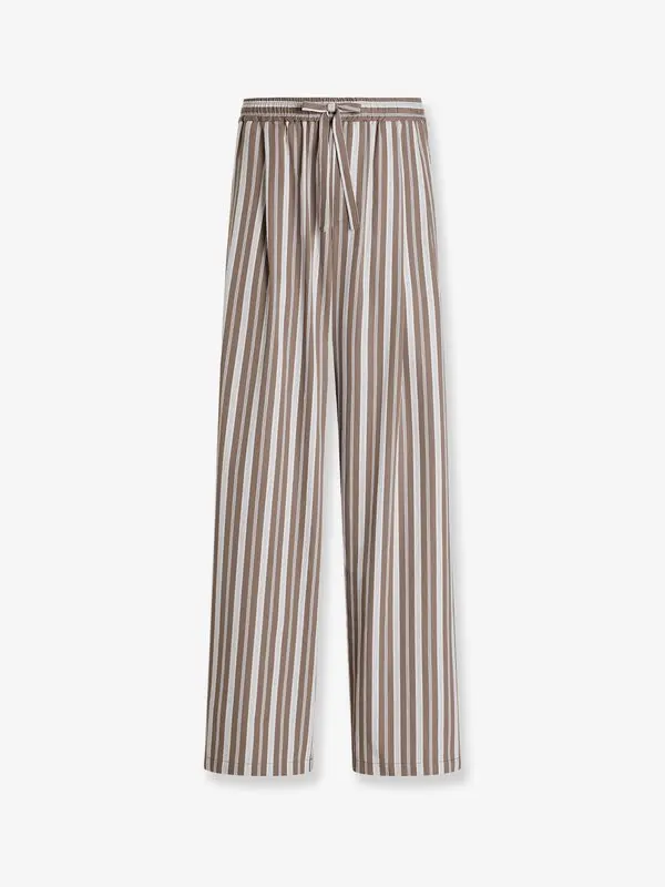 Dolce & Gabbana Striped Cotton Blend Trousers - Brown