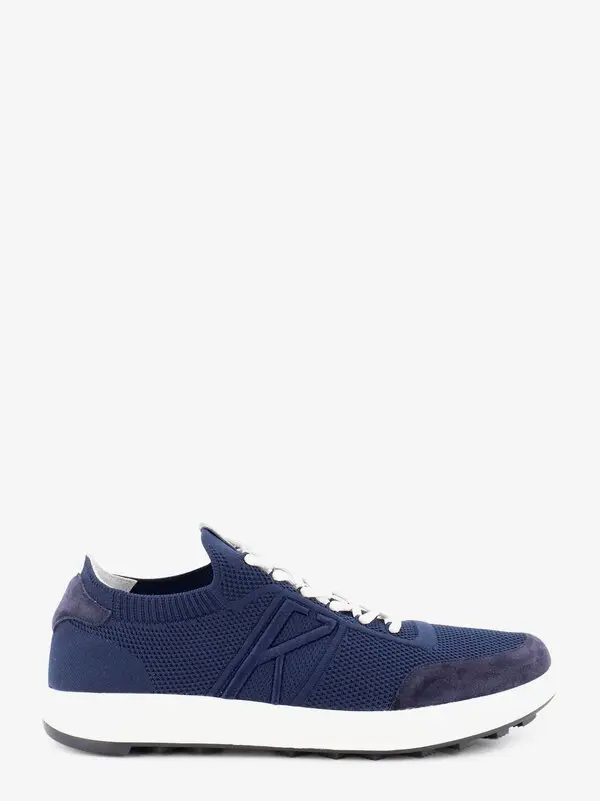 Kiton Knitted Fabric And Suede Lace-up Sneakers
