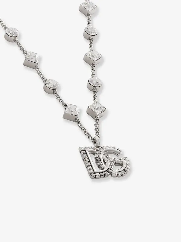 Dolce & Gabbana Crystal Dg Logo Pendant Necklace