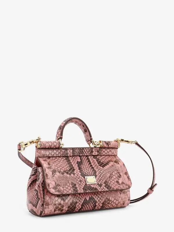 Dolce & Gabbana Sicily Python Top Handle Bag - Pink