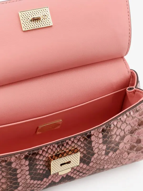 Dolce & Gabbana Sicily Python Top Handle Bag - Pink