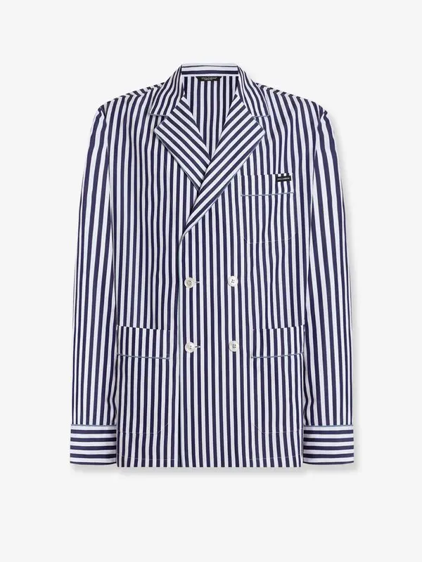 Dolce & Gabbana Cotton Blazer With Striped Motif