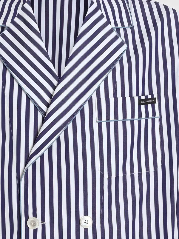 Dolce & Gabbana Cotton Blazer With Striped Motif