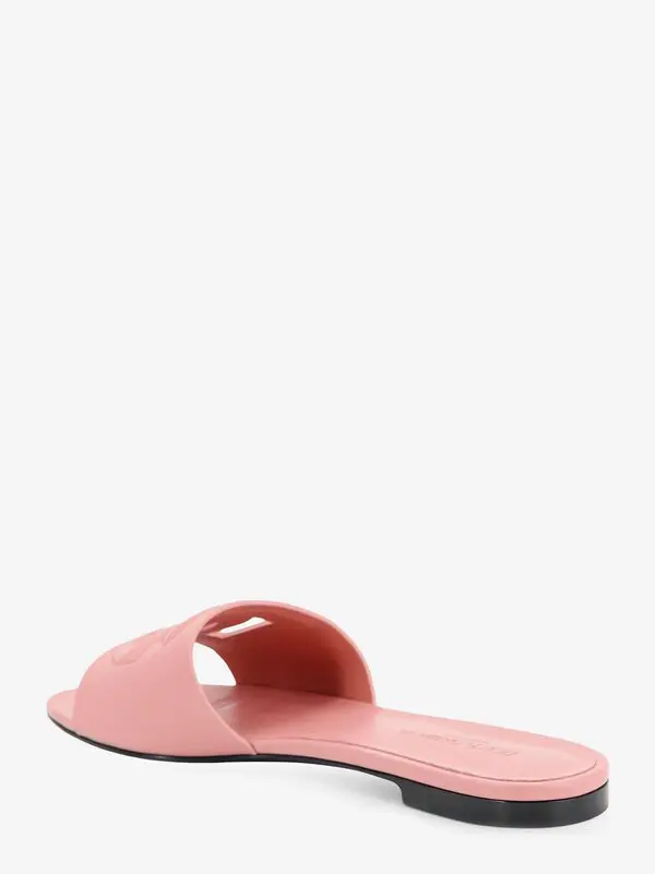 Dolce & Gabbana Leather Dg Logo Slides - Pink