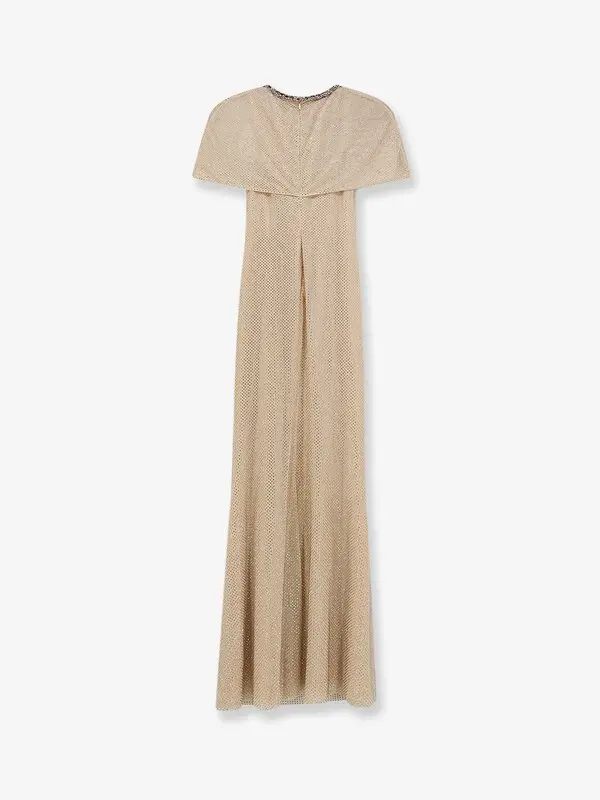 SELF-PORTRAIT Maxi Dress With Rhinestone Embellishment - Beige