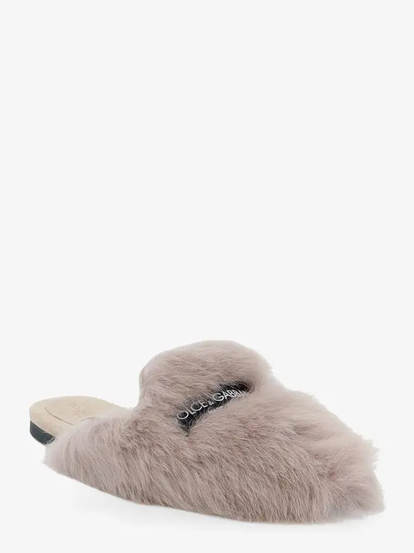 Dolce & Gabbana Sheepskin And Suede Slip-on With Logo Detail
