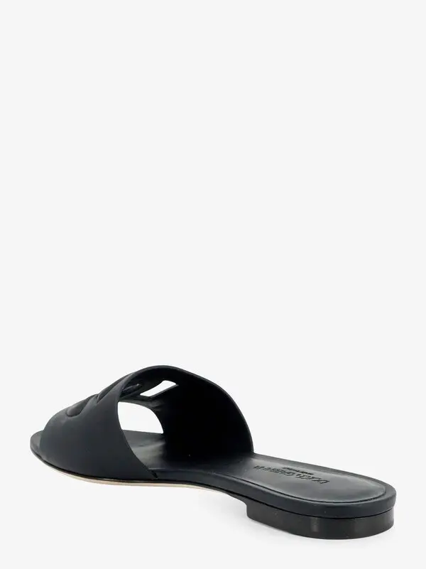 Dolce & Gabbana Leather Dg Millennials Logo Slides - Black
