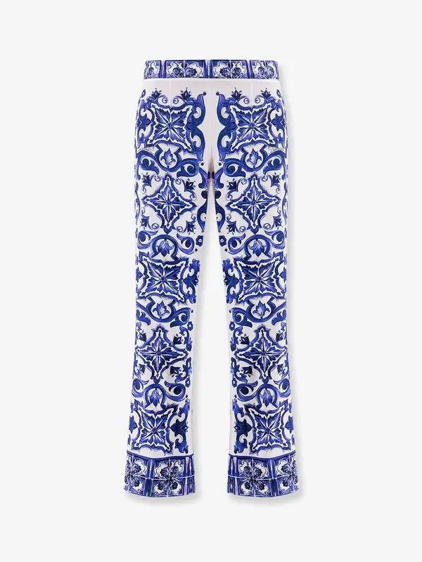 Dolce & Gabbana Silk Majolica Print Trousers