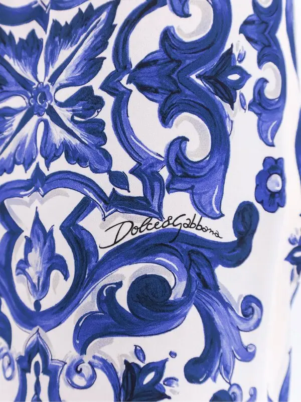 Dolce & Gabbana Silk Majolica Print Trousers