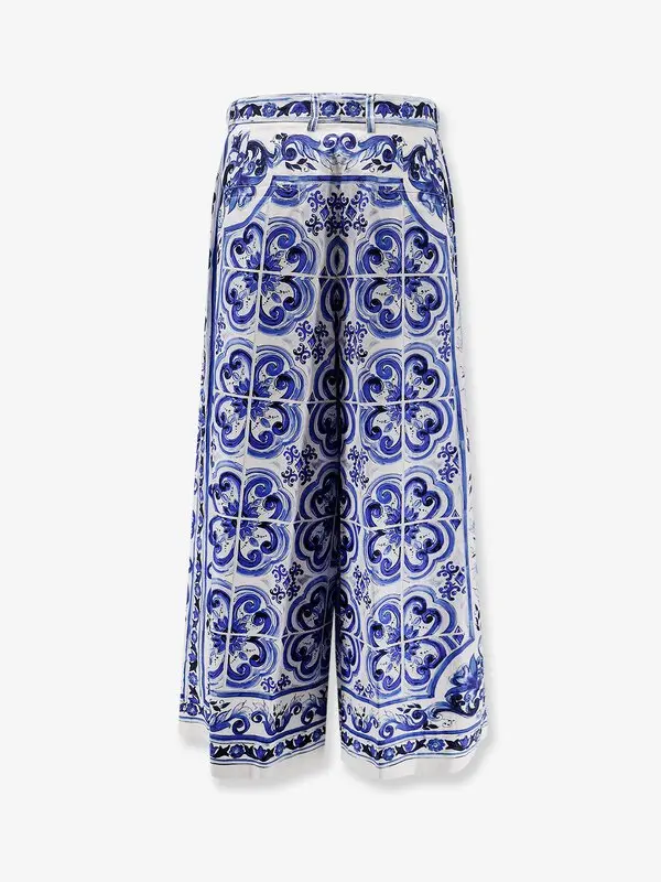 Dolce & Gabbana Printed Cotton Wide-leg Pleated Trousers