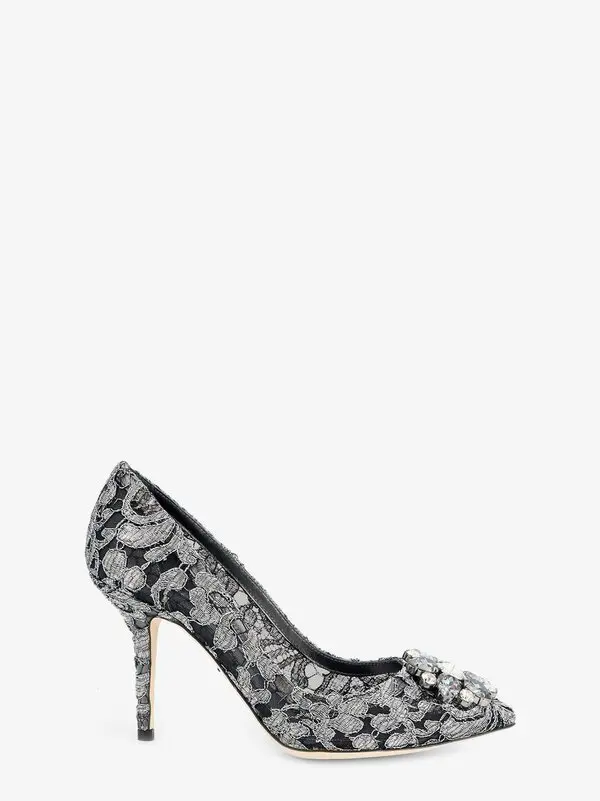 Dolce & Gabbana Bellucci Lurex Lace Pumps With Crystal Embellishment - Grey
