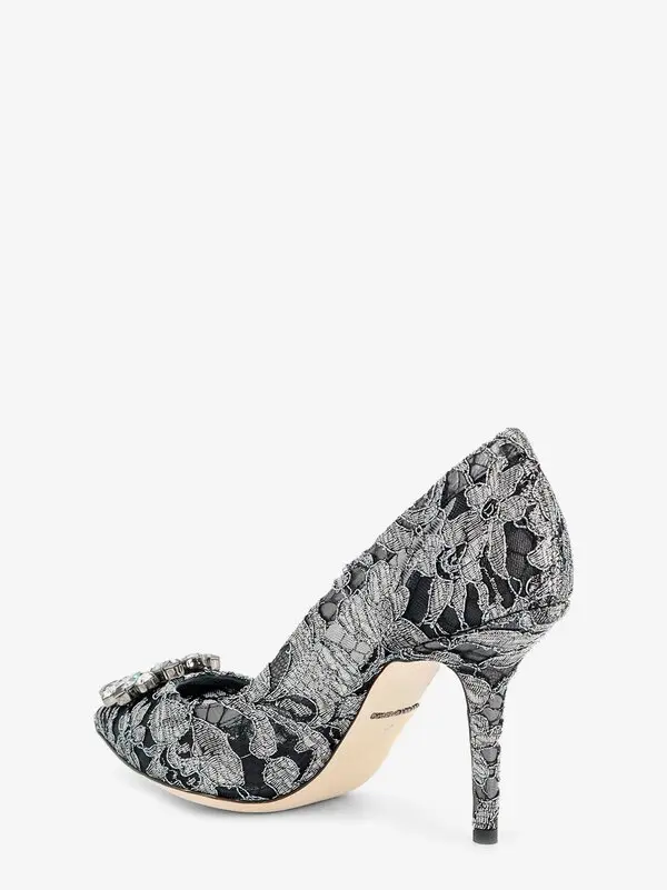 Dolce & Gabbana Bellucci Lurex Lace Pumps With Crystal Embellishment - Grey