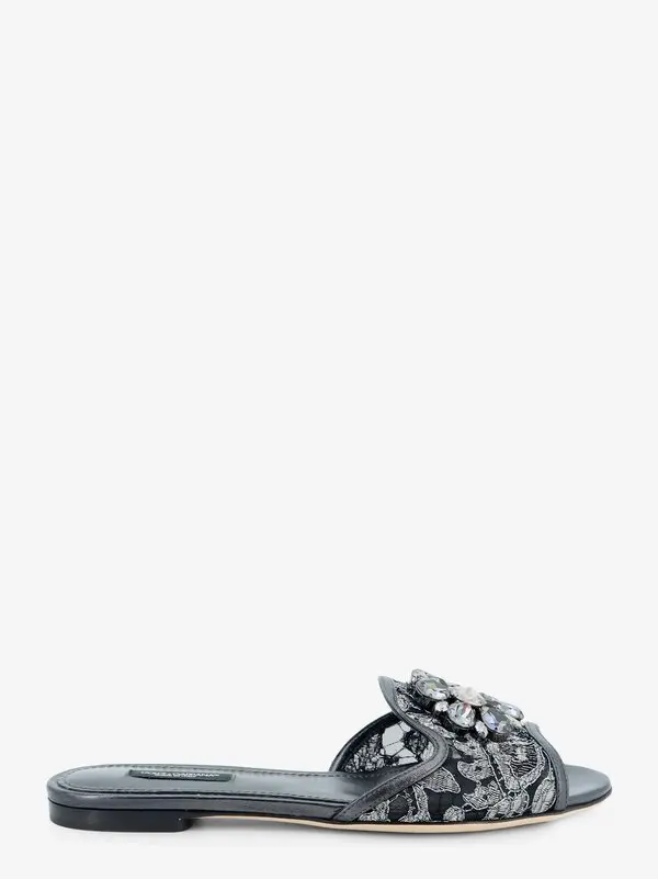 Dolce & Gabbana Rainbow Lace Embellished Slides